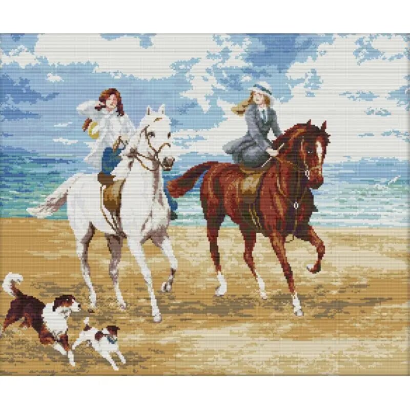 Набор для вышивки крестиком "Женщина на лошади" 16CT HD Printed