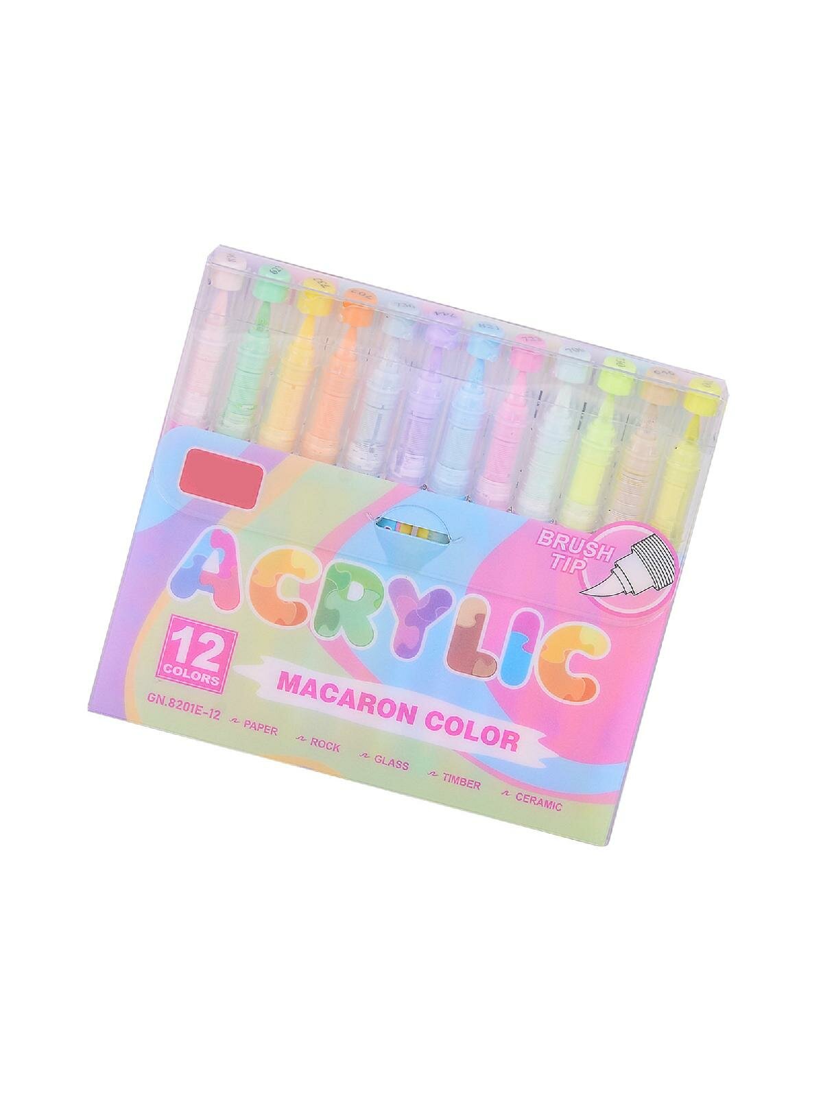 12шт Жидкий акриловый маркер 12 Цветов Акриловая краска Ручка Кисть Маркер для рисования