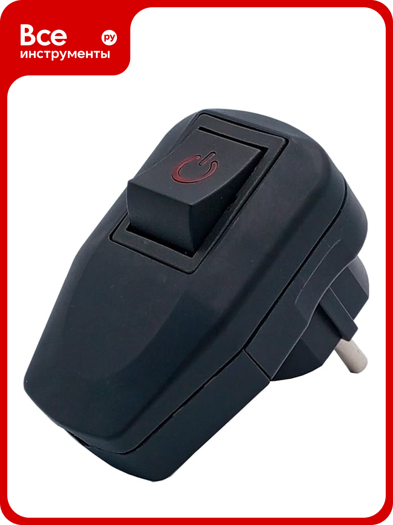 Вилка с выключателем AY-KA угловая 16А 250В с/з, черный-серый 7915300