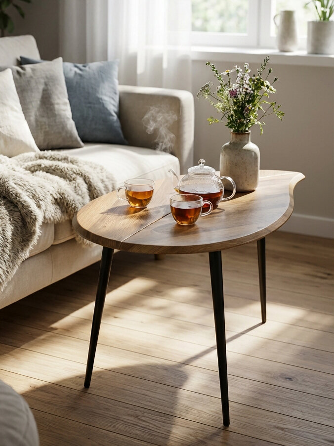 Журнальный столик Мебелик BeautyStyle 28 листок, цвет дуб вотан/черный