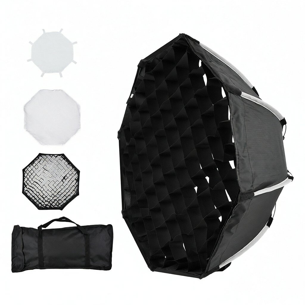 K3 Октagonal Softbox 55 cm/21.7 inch с быстрой установкой, съемным креплением Bowens, диффузором, ячеистой сеткой и сумкой для студийного светофона, видеосвета, портретной и продуктовой фотографии