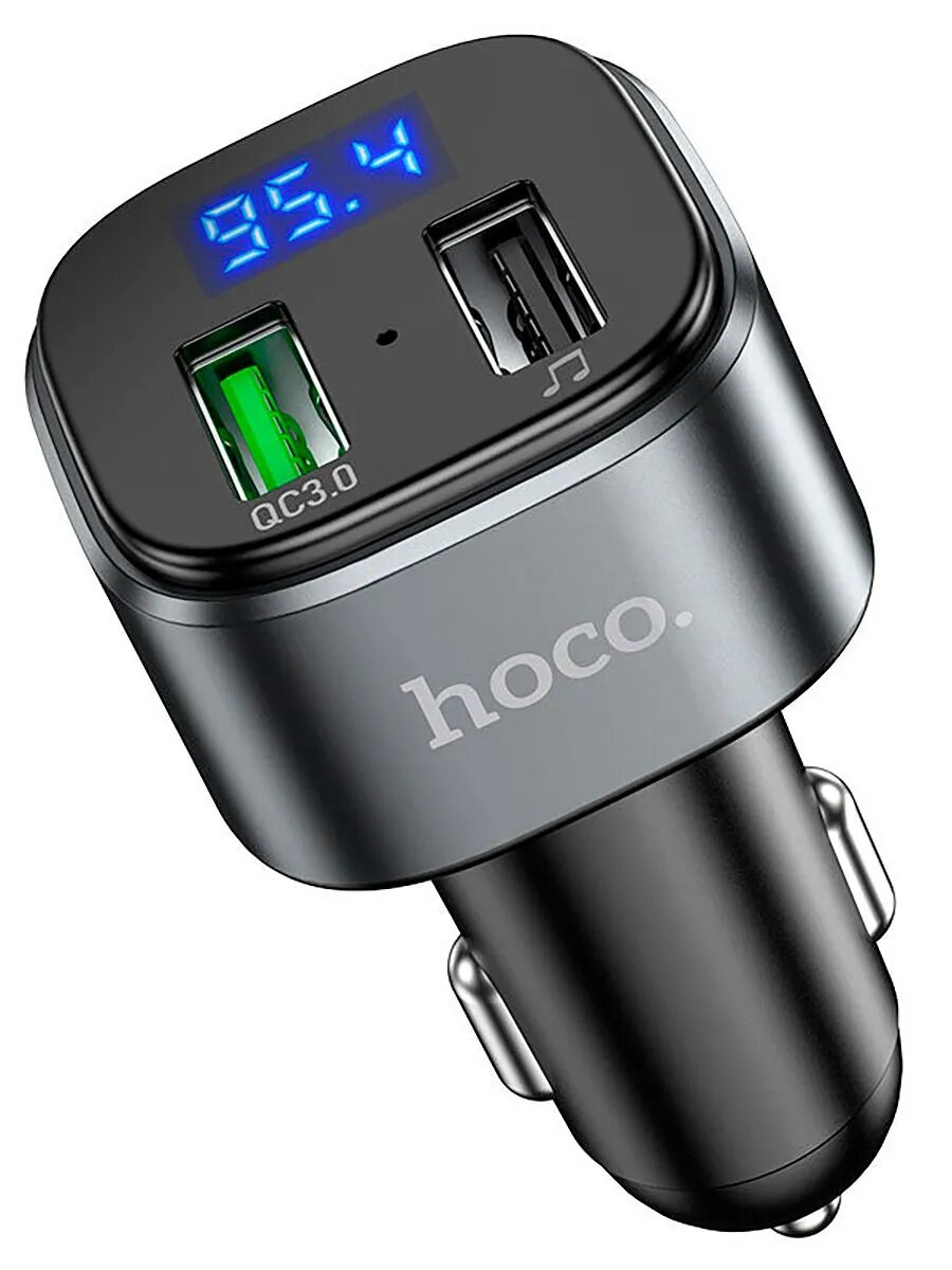 FM модулятор (трансмиттер) Hoco E67 Bluetooth, 2*USB, 18W (QC 3.0), цвет черный
