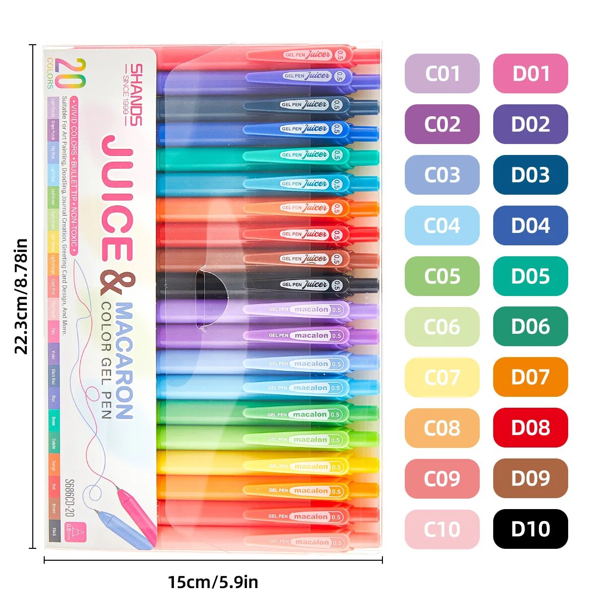 Shands гелевые ручки Juice & Macaron, 20 цветов