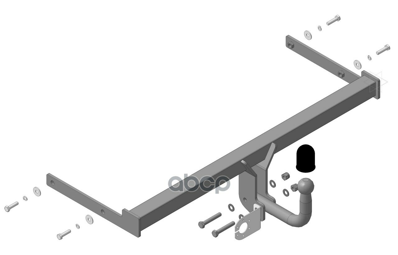 Фаркоп с оцинк. шаром Volkswagen Polo седан 2010-2020, Jetta VA3 2023- крепление шара на двух болтах Motodor арт. 92702-A