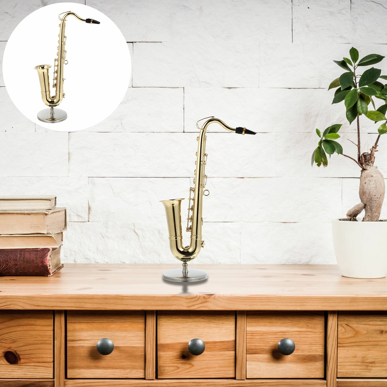 Миниатюрный Саксофон, Золотой, Подставка и Чехол, Подарок для Музыкантов, 1 Комплект