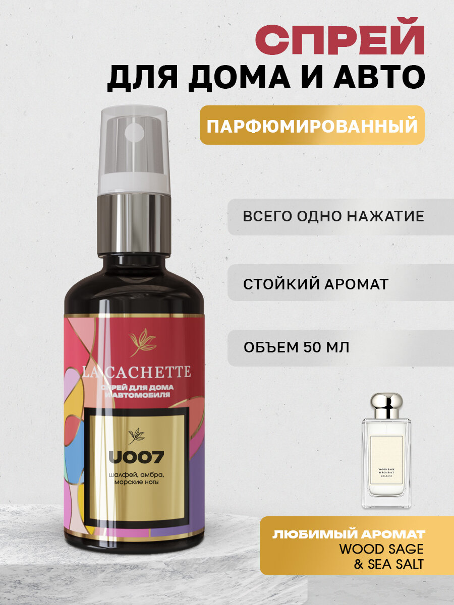 Парфюм для дома La Cachette U007 Wood Sage & Sea Salt, 50 мл