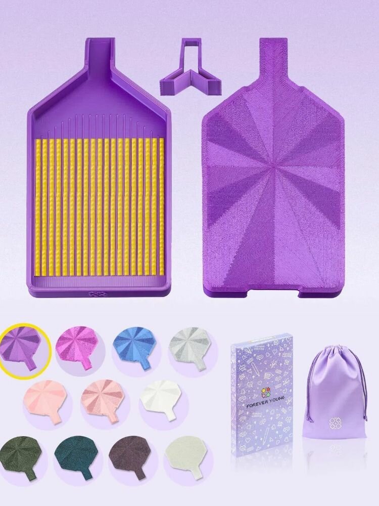 Шелковистый лоток для алмазной мозаики 5D с крышкой, органайзер для страз, аксессуары и инструменты для алмазной вышивки, лоток с крышкой с призматическим блеском, для бусин, цвет Silky Violet