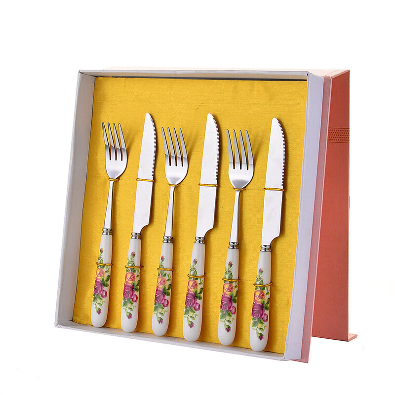 Набор столовых приборов для домашнего использования, нож для стейка и вилка, двухкомпонентный набор, комбинация из нержавеющей стали