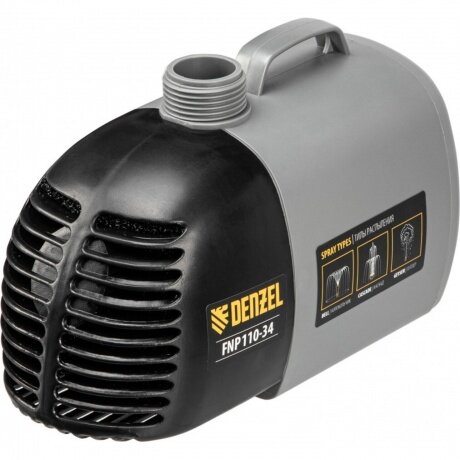 Насос фонтанный FNP110-34, 112 Вт, подъем 3,4 м, 3400 л/ч, колокольчик/каскад/гейзер Denzel