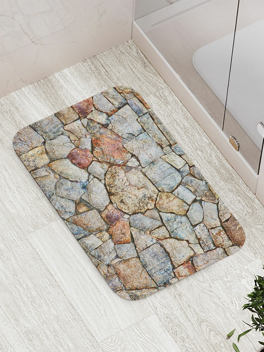 Коврик для ванной комнаты, туалета "Фактурные камни" противоскользящий, 52х77 см, JoyArty