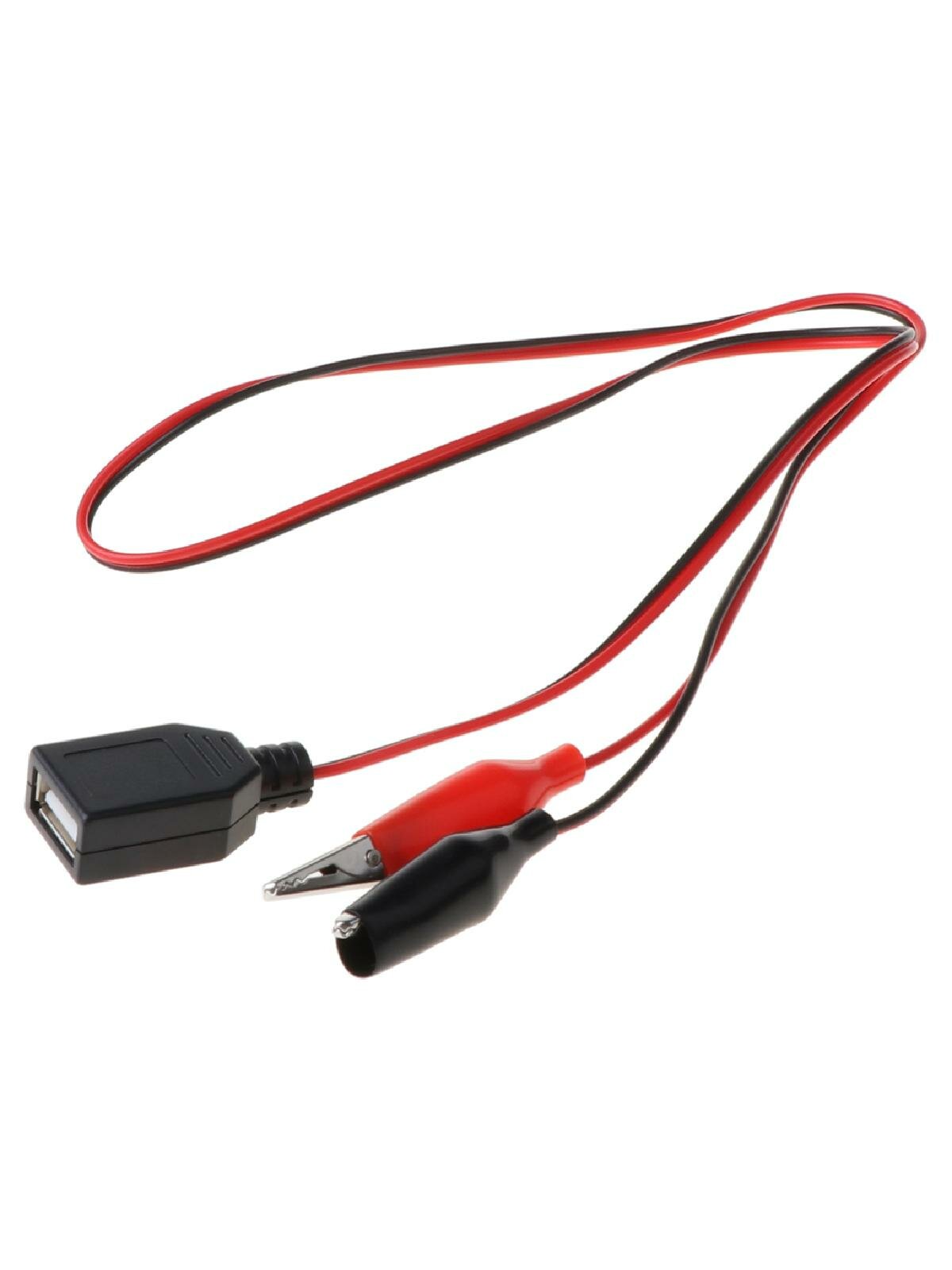 Кабель с зажимом типа "Крокодил" к гнездовому зажиму USB среднего размера (черный)