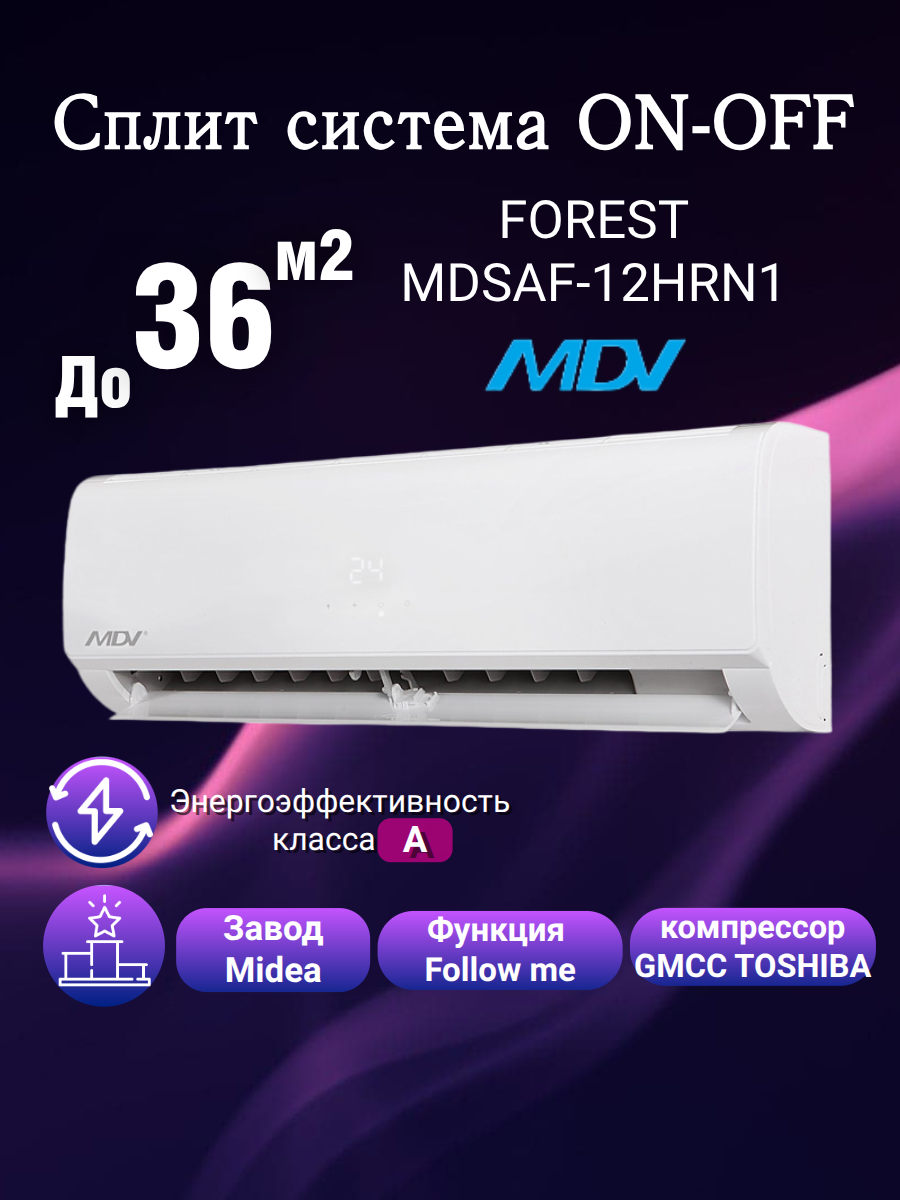 Настенная сплит-система MDV MDSAF-12HRN8/MDOAF-12HN8 Forest On/Off собственный бренд завода Midea