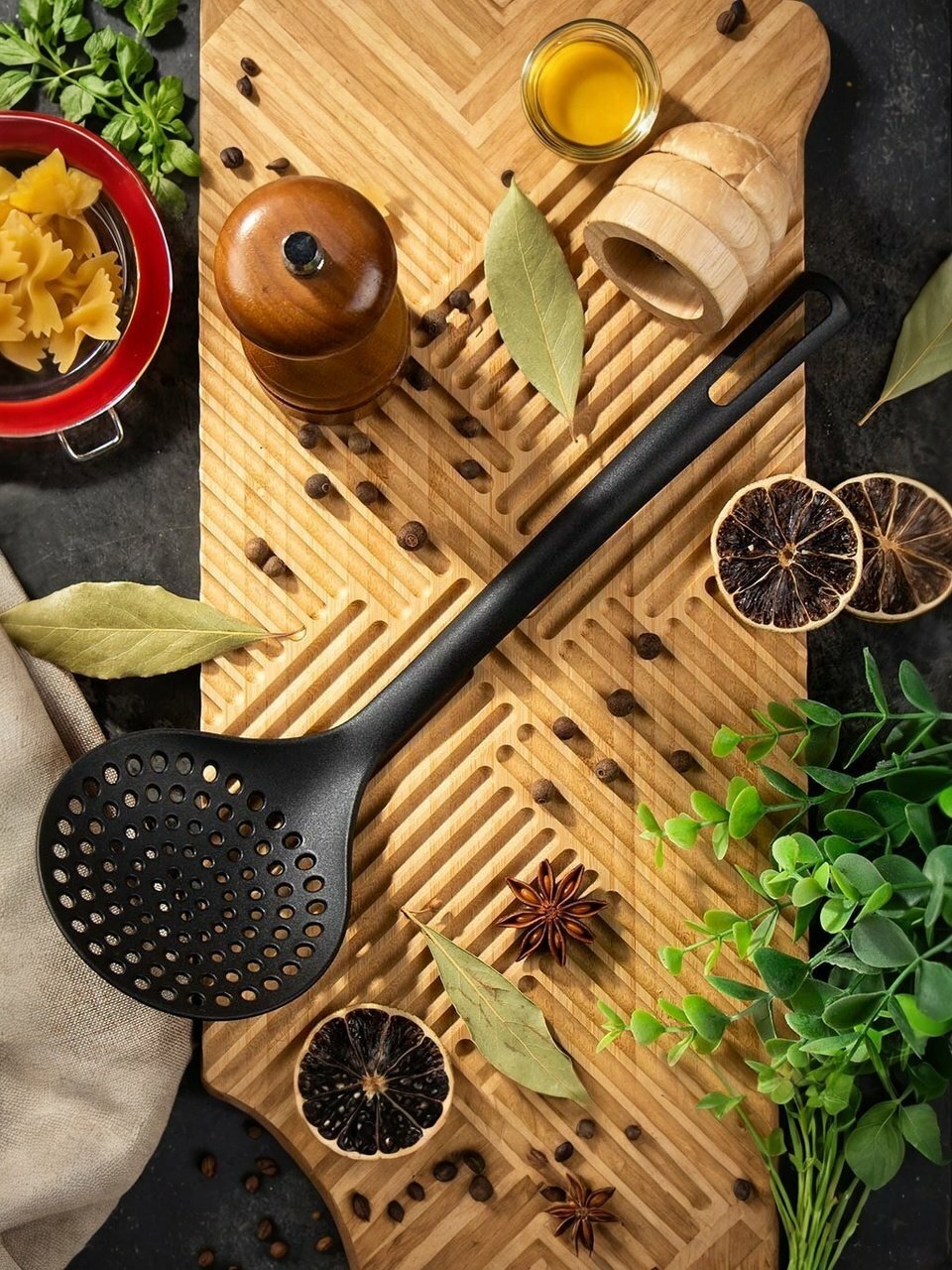 Шумовка нейлон, с прорезями, навеска, черная, Daniks, Turin, YW-KT309-6