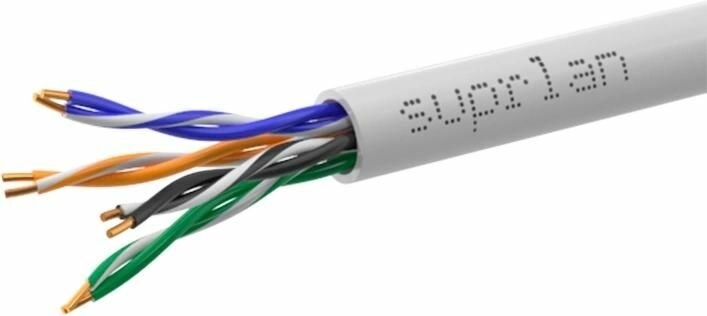 Кабель сетевой Suprlan информационный, категория 5E, UTP, 4 пары, 24AWG, PVC, внутренний, 50 м, серый (01-0333-1)
