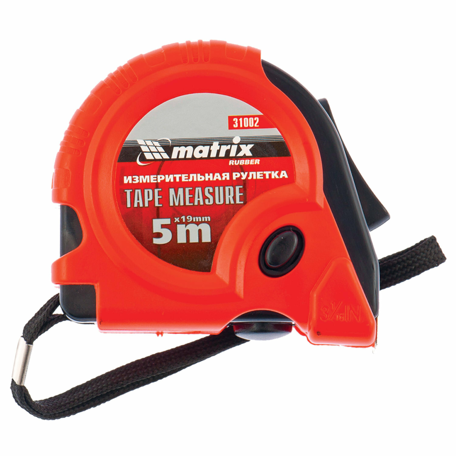 MATRIX Рулетка Rubber, 5 м х 19 мм, обрезиненный корпус// 31002