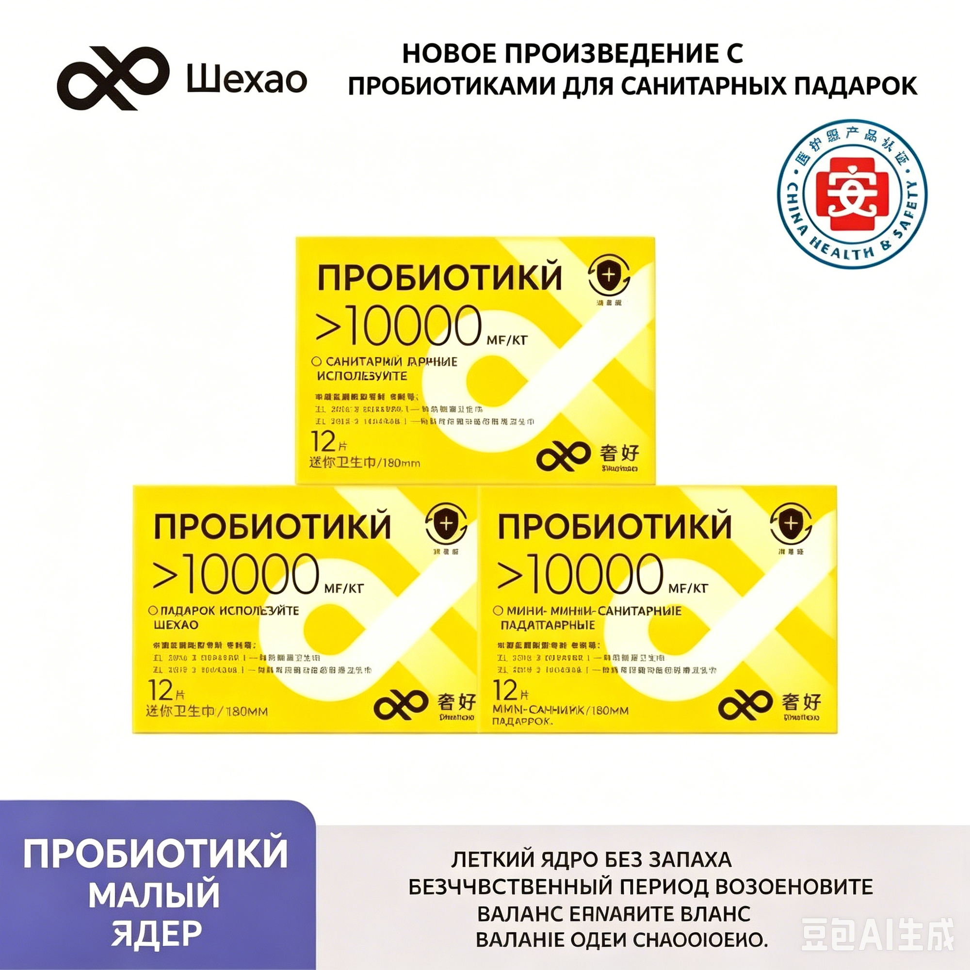 Хит продаж! Ежедневные мини-прокладки Shehao с пробиотиками, 180 мм, 3 упаковки по 12 шт. (всего 36 шт.)