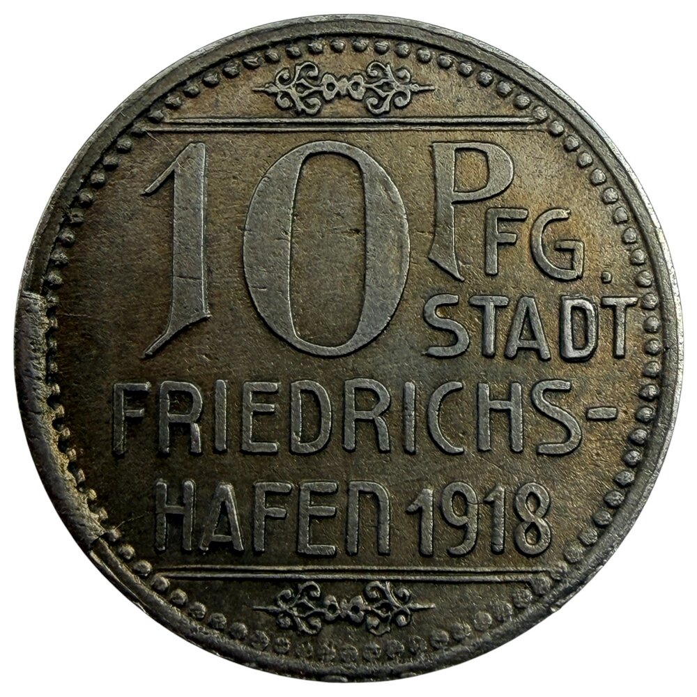 Германия, Германская империя, Фридрихсхафен 10 пфеннигов 1918 г.