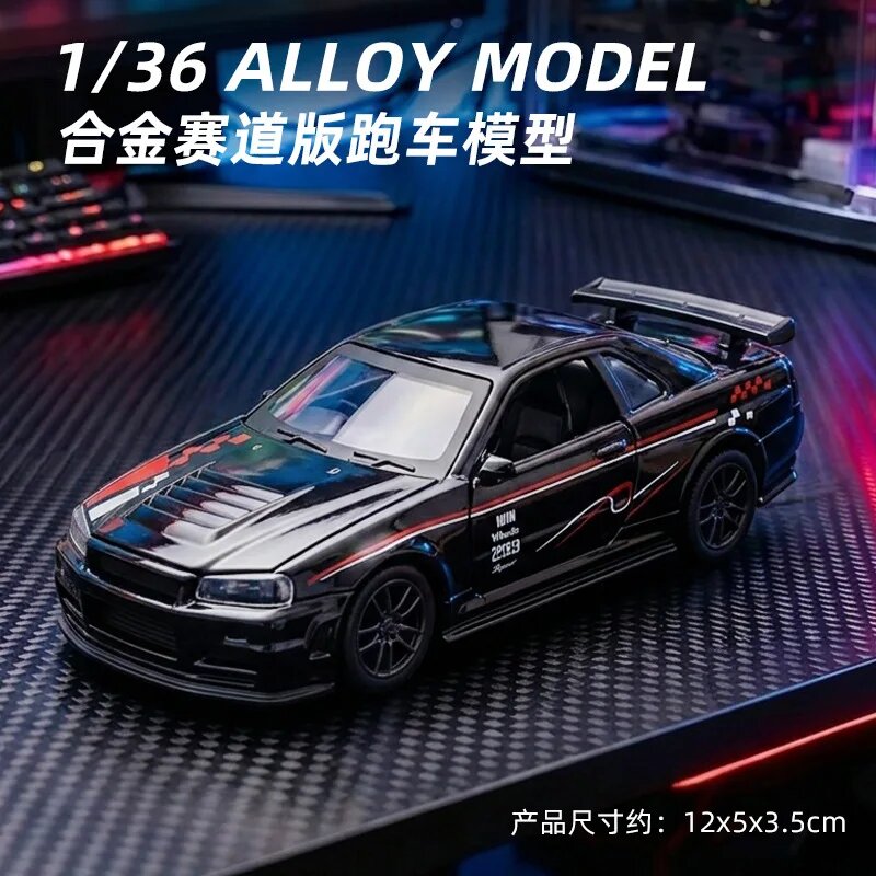 Модель гоночного автомобиля WELLY 1:36 R34-black-nobox