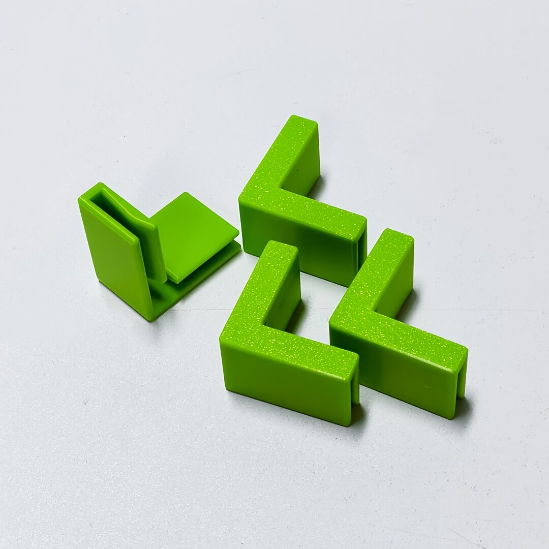 4 шт. 3D-печатные угловые клипсы для картонных коробок, зеленые, маленького размера