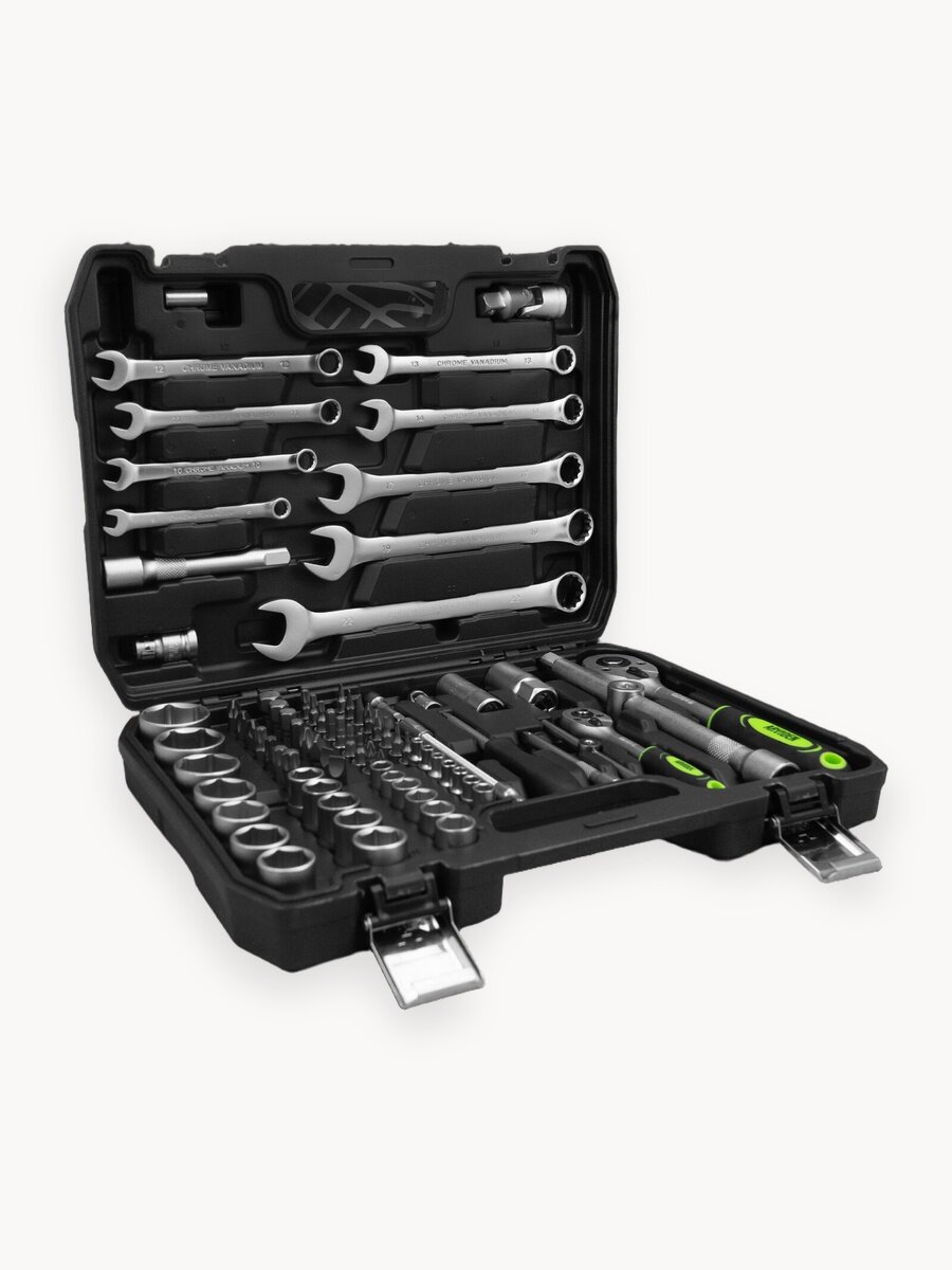 Набор инструментов для автомобиля ARVIDEN 82 предмета, 1/2", 1/4", хромованадиевая сталь