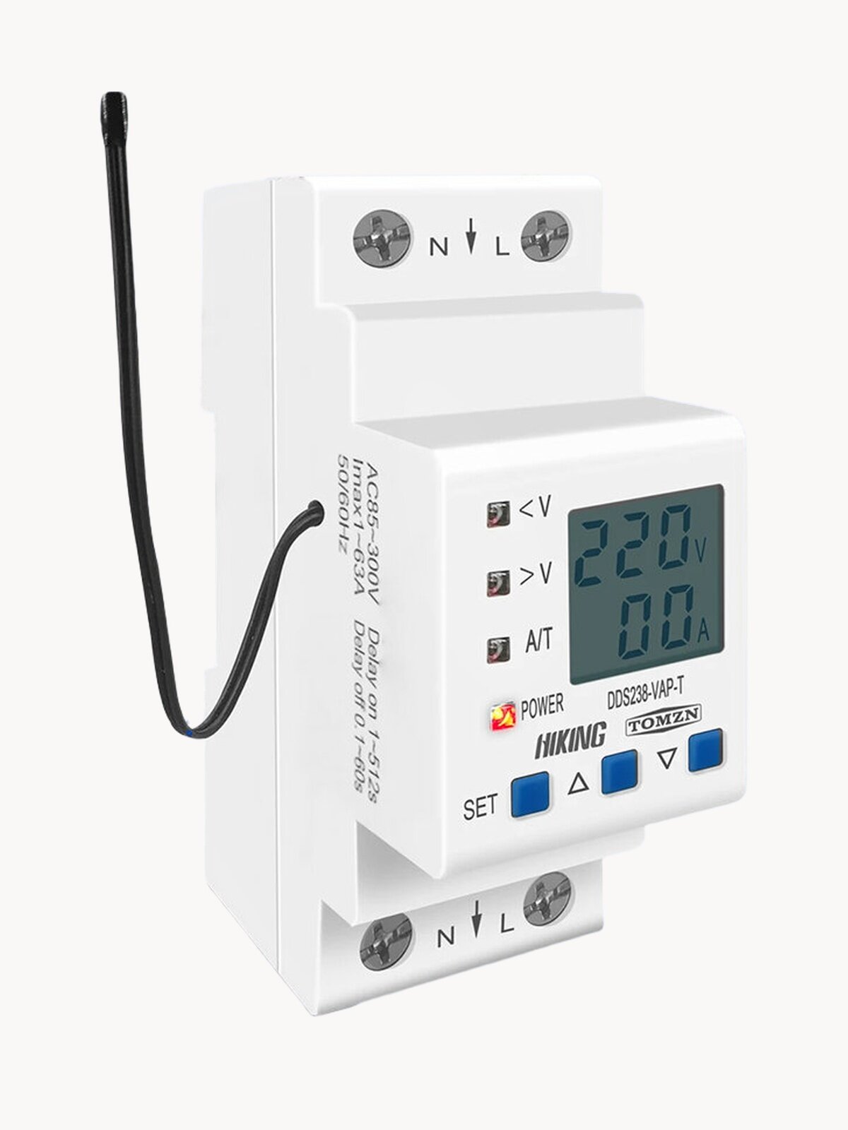 Реле TOMZN Электрик DDS238-VAP-63-T, защита от перенапряжения/пониженного напряжения/перегрузки по току