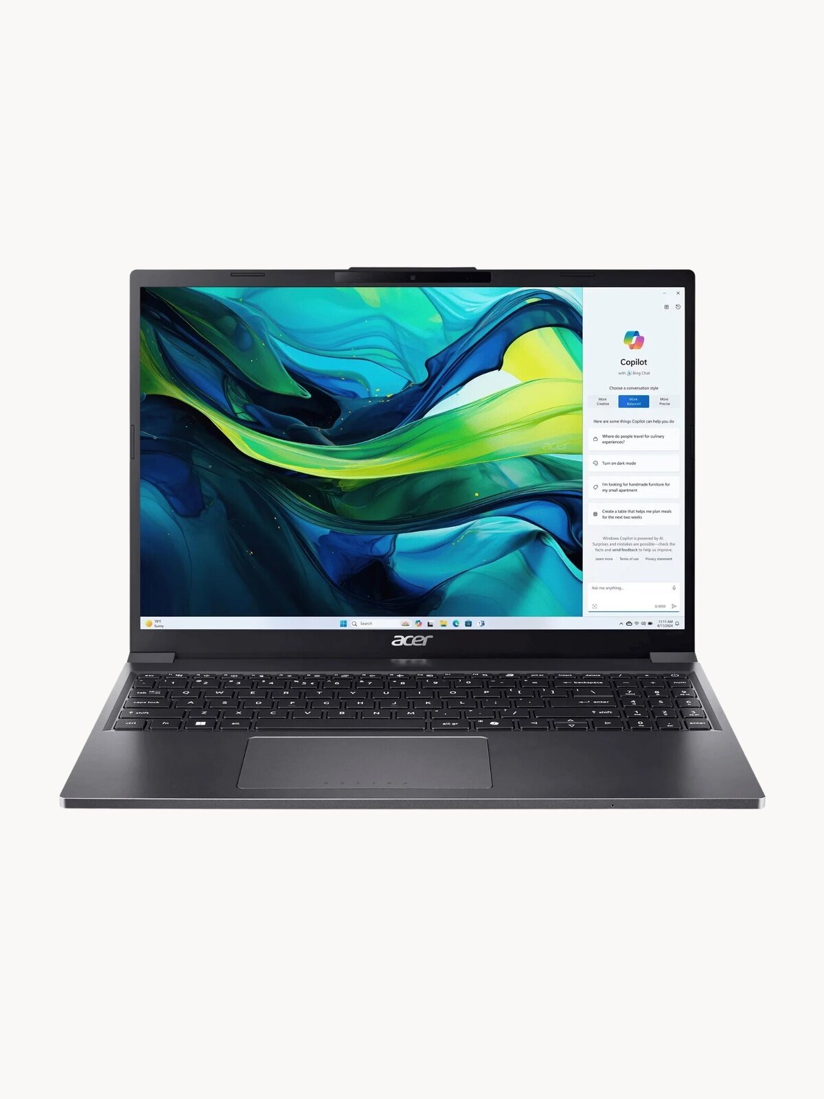 Ноутбук Acer Aspire Go 15 (Intel i5, 8 ГБ, 256 ГБ, Iris Xe, Win 11 + MS Office) Серый