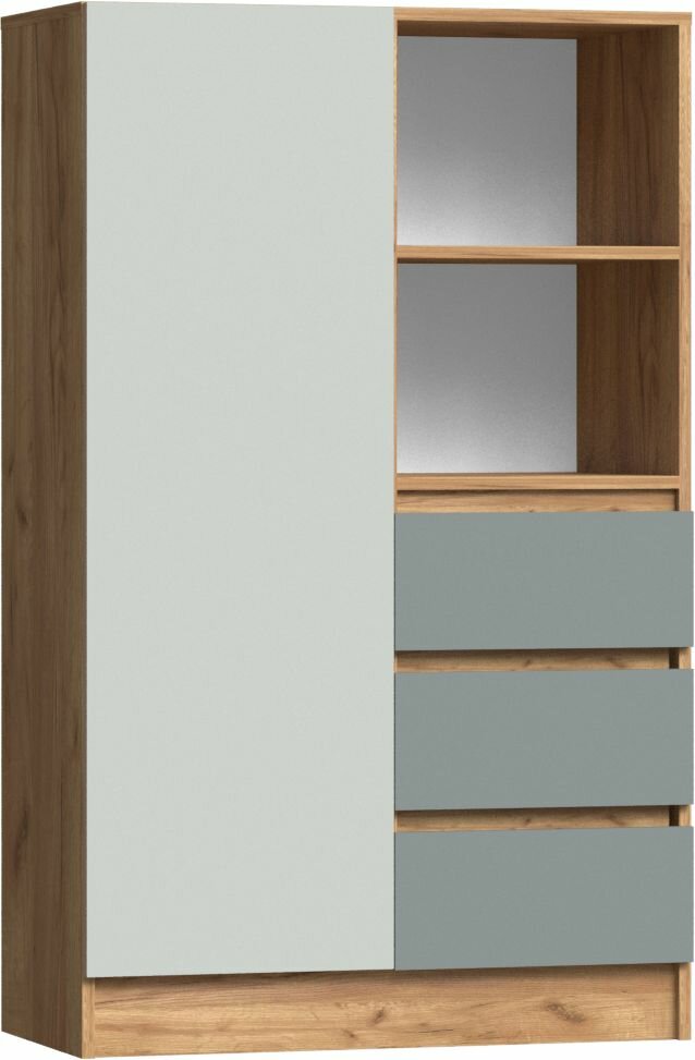 Шкаф Челси Color комбинированный 802х1300х400 (Мята (темная)/Сумеречный голубой/Дуб крафт) МИФ