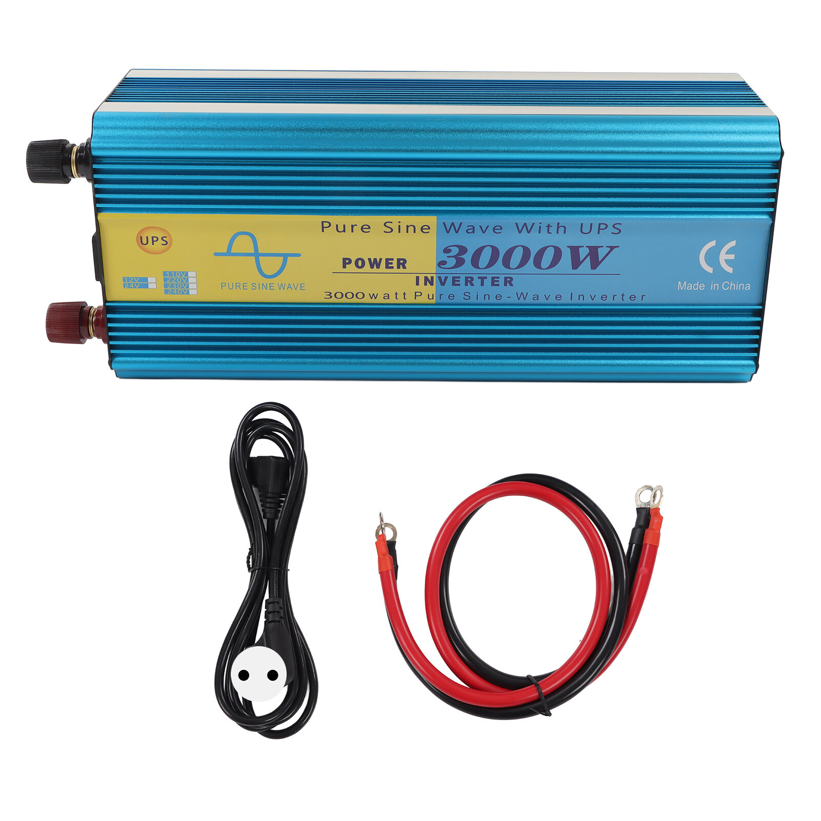 Инвертор UPS 3000 Вт (пик 6000 Вт), чистый синус, DC24V -> AC230V, USB, LCD, для RV, вилка EU