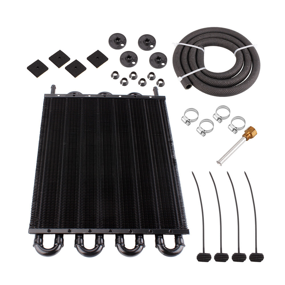 Конденсатор автомобильного кондиционера трубчатый из алюминиевого сплава 8-рядный универсальный для автомобилей, черный/серебристый (доступно), размер 304*254*20мм, вес 1070г, комплект запчастей для модификации