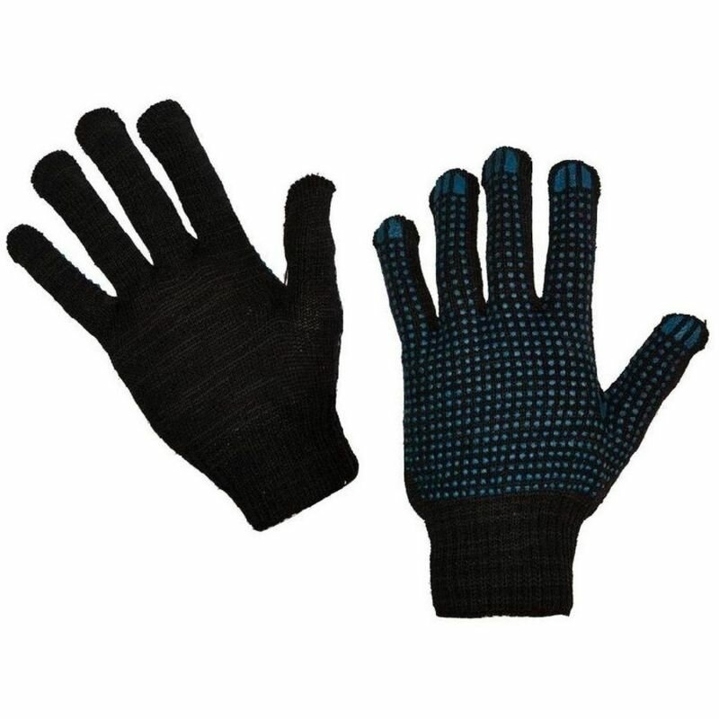 Перчатки защитные трикотажные ПВХ Точка 4 нити 43г 10 класс черные 10пар/уп