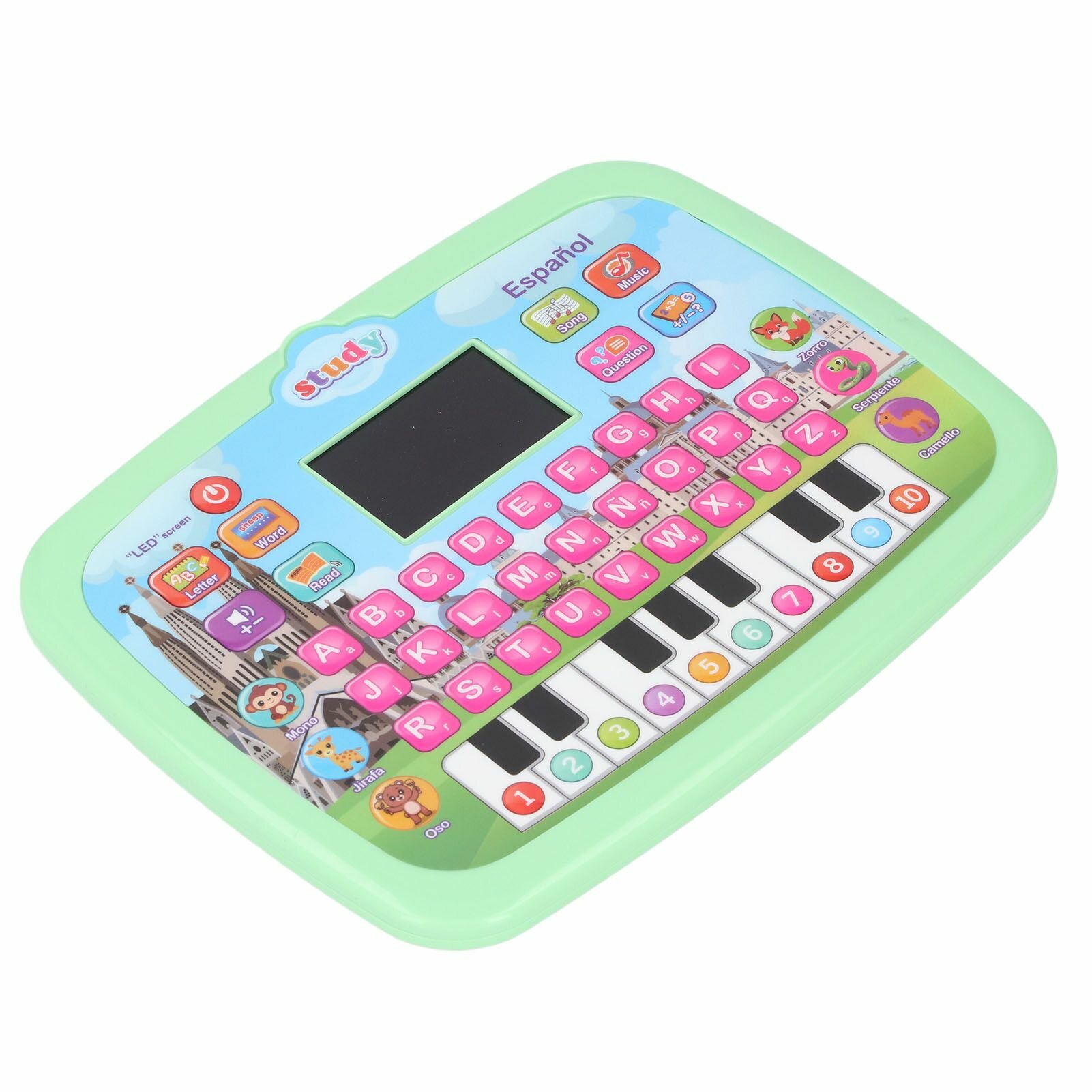 Обучающая машина для детей с LED экраном, интерактивный французский планшет, 18x24 см, игрушка для раннего обучения
