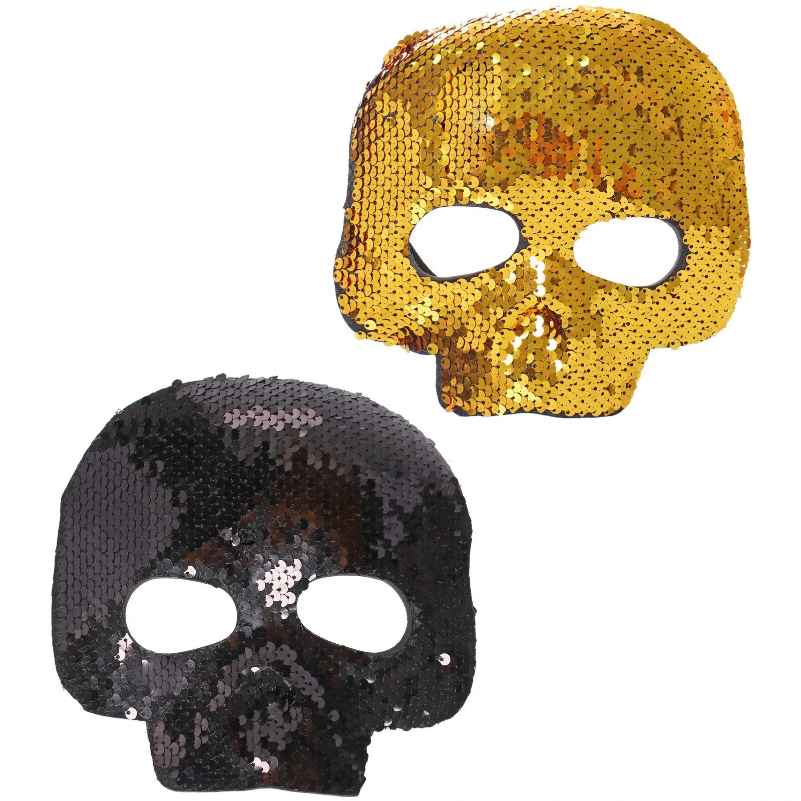 Маска карнавальная «Блестящий череп», золотая/черная, для праздников, пластик