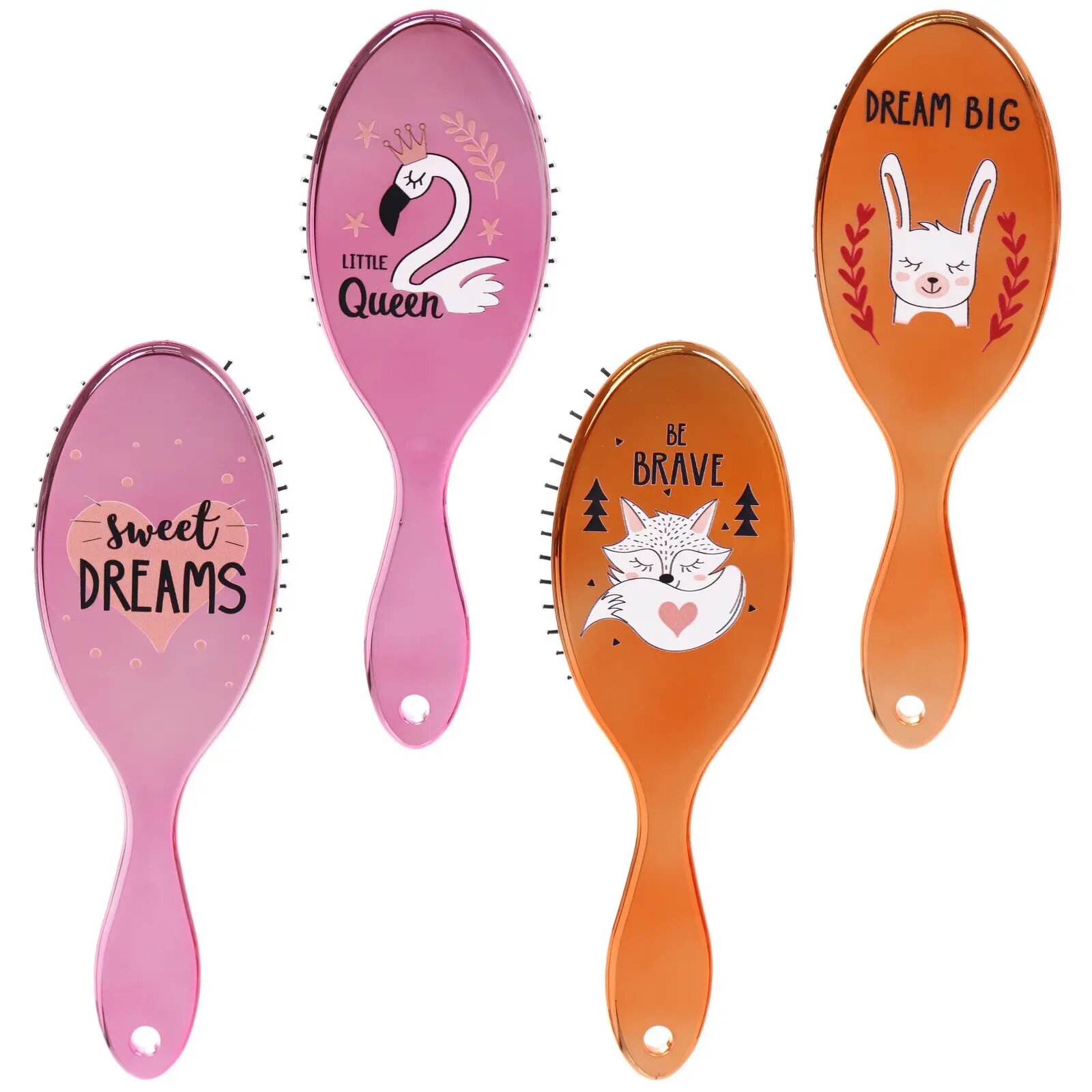 Расческа массажная зеркальная «Animals», 7*22 см, разноцветный принт, 1 шт, для детей