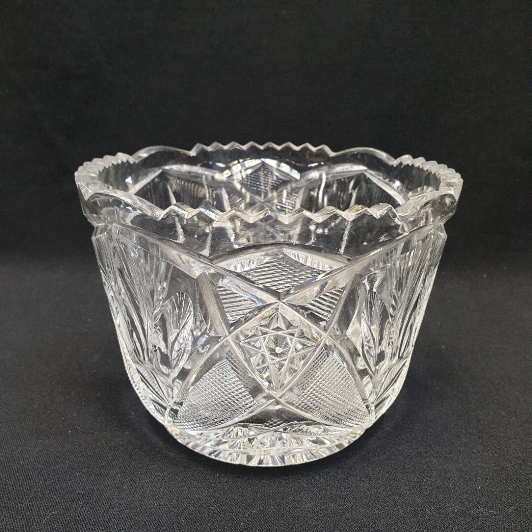 Салатник Декор Пшеница к выставке ВСХ хрусталь, высота 10 см, объем 0.8 мл. Винтаж, СССР.