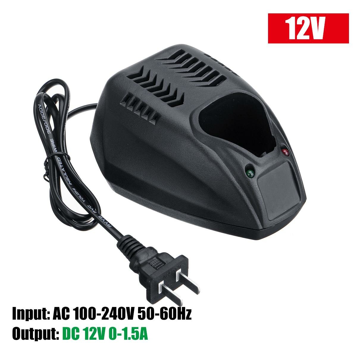 【Бесплатная доставка】12 В 2 А аккумуляторная батарея быстрое зарядное устройство подставка для зарядки для электродрели гаечный ключ - черный