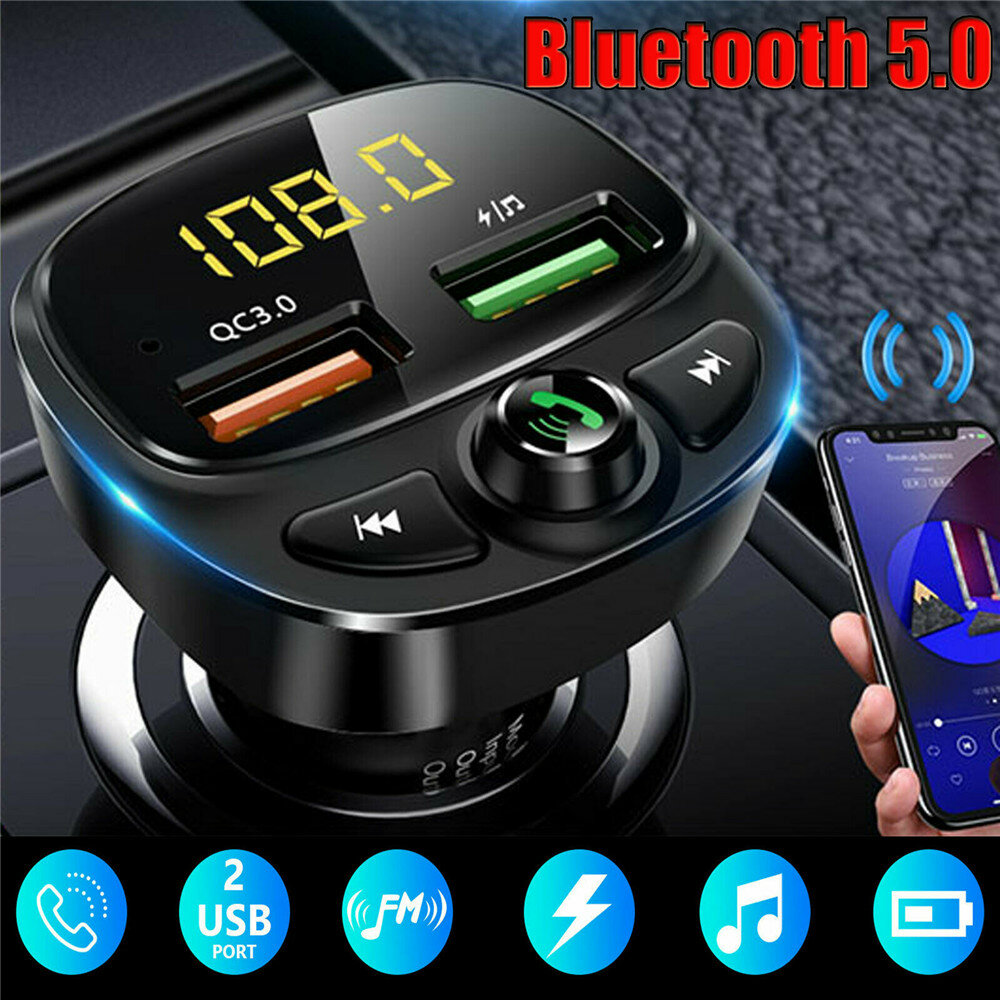Беспроводной Bluetooth 5.0 QC3.0 Автомобильный USB-адаптер для зарядного устройства, плеер, высококачественный и прочный материал, не загораживает обзор