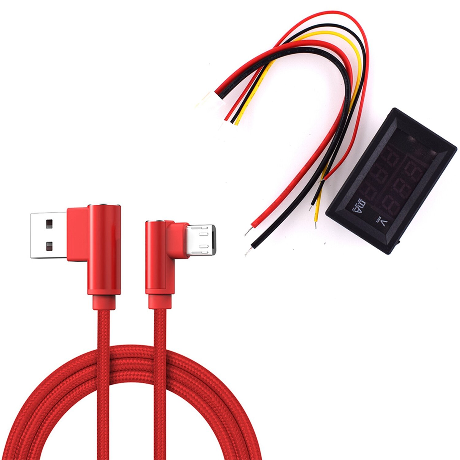 М USB-кабель синхронизации данных, прямой угол 90 градусов и постоянный ток 0-100 В 1 А, цифровой вольтметр, амперметр, детектор напряжения с двумя дисплеями