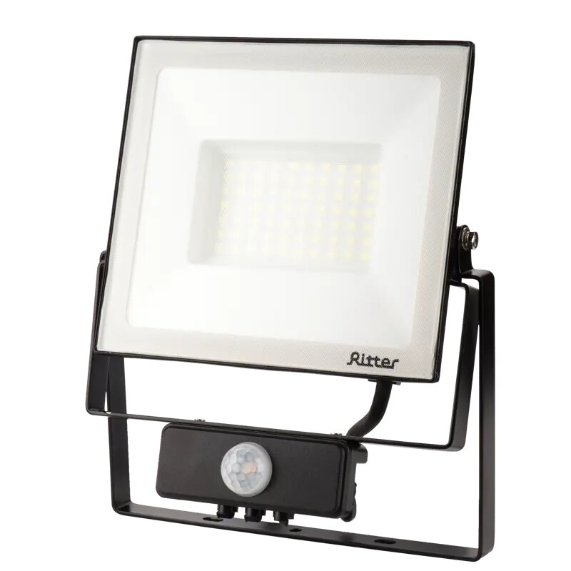 Прожектор светодиодный Ritter Profi 53423 9 70 Вт 7000 Лм 180-240В с датчиком движения холодный белый свет 6500К IP65 черный
