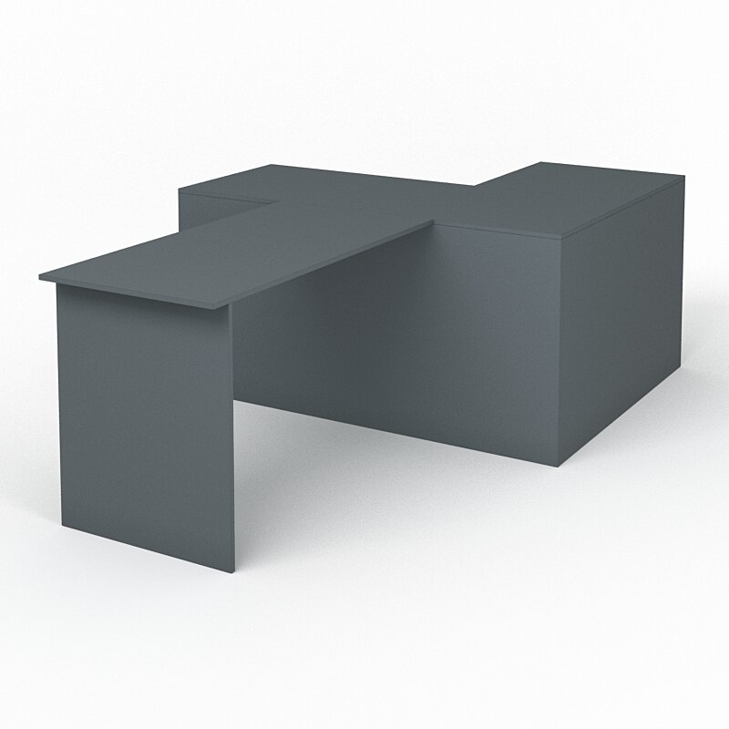 Стол руководителя №16 с приставкой брифингом, Темно-Серый. Производитель товара - компания Westcom.