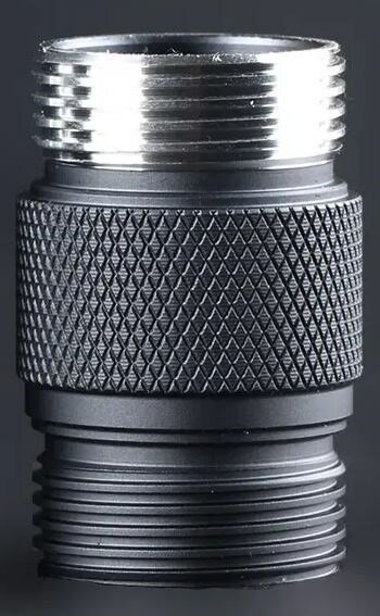 Соединительная трубка (корпус) под АКБ 18350 для Convoy S2+ (прямоуг. резьба, 37x24мм, серый)