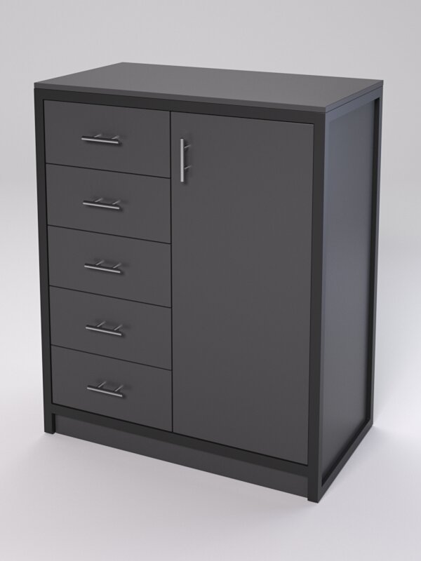 Тумба для офисной техники №7-2А "стронг" в стиле лофт, Черный