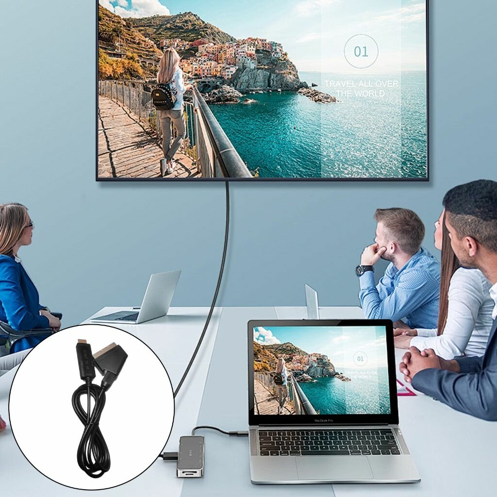 Совместимый кабель преобразования SCART в HDMI