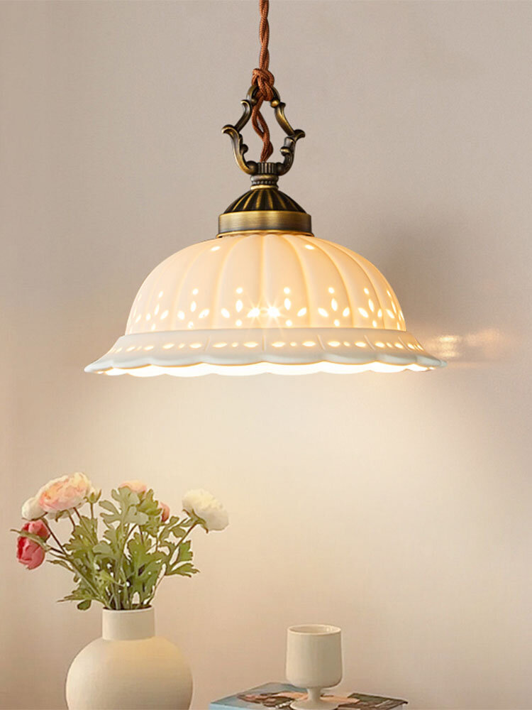 Люстра, Абажур Из Керамики И Меди, Винтажный Стиль