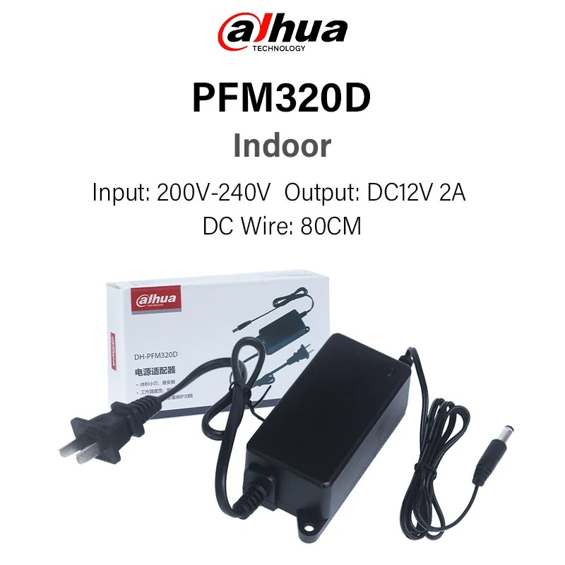 Дahua Адаптер питания DC12V 2A для IP-камер PFM320D, EU Plug