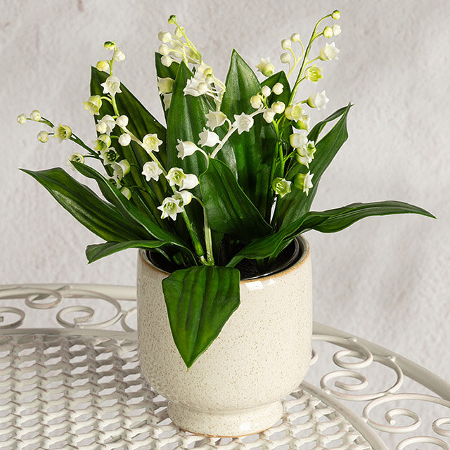 Искусственный цветок в горшке Ландыш - Mirandola 23 см, Summer Deco, 5010091