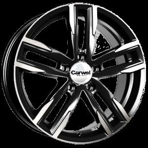 Диск автомобильный литой Carwel Лемно 213 17x7 5x108 et50 dia63.35 Чёрный глянцевый с полированной лицевой частью