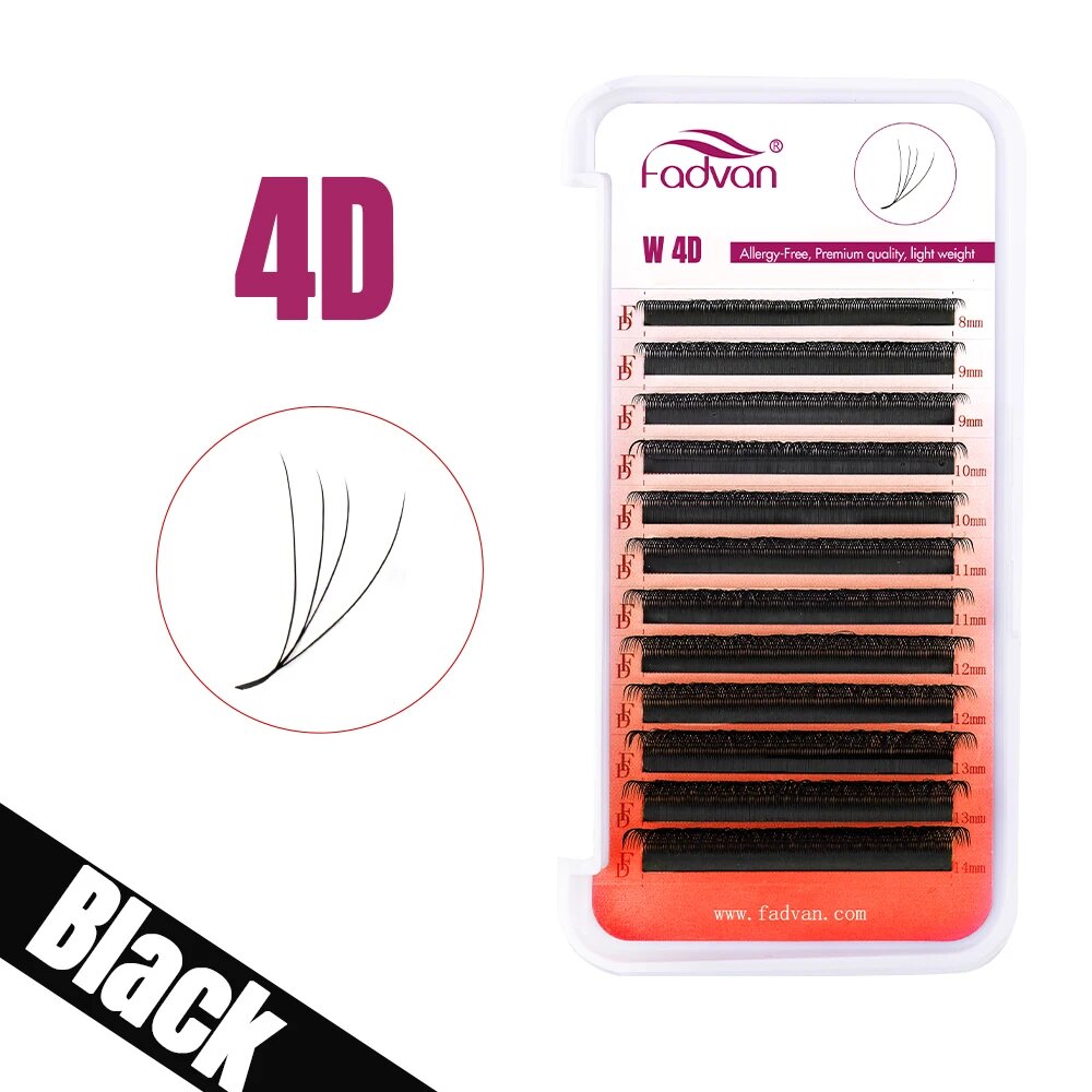 Наращивание ресниц FADVAN 4D D изгиб, 14 мм, Black