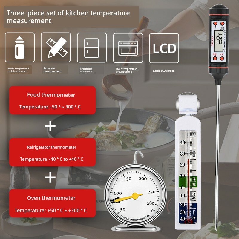Цифровой термометр для еды с щупом 150 мм, термометром для холодильника и духовки