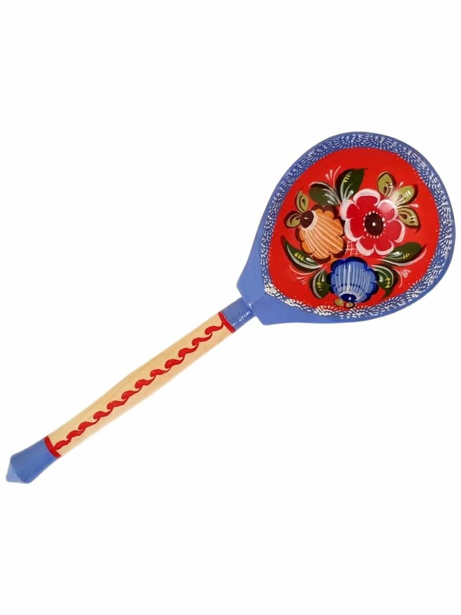 Статуэтка авторская, Ложка полубаска "Купавки"-2, Городецкая роспись, ручная авторская работа