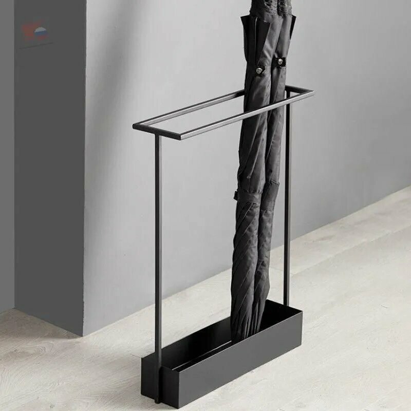 Напольная подставка стенд для зонтов, тростей, обувных ложек, металл, черная, прямоугольная. Подставка для зонтов, 1 шт.